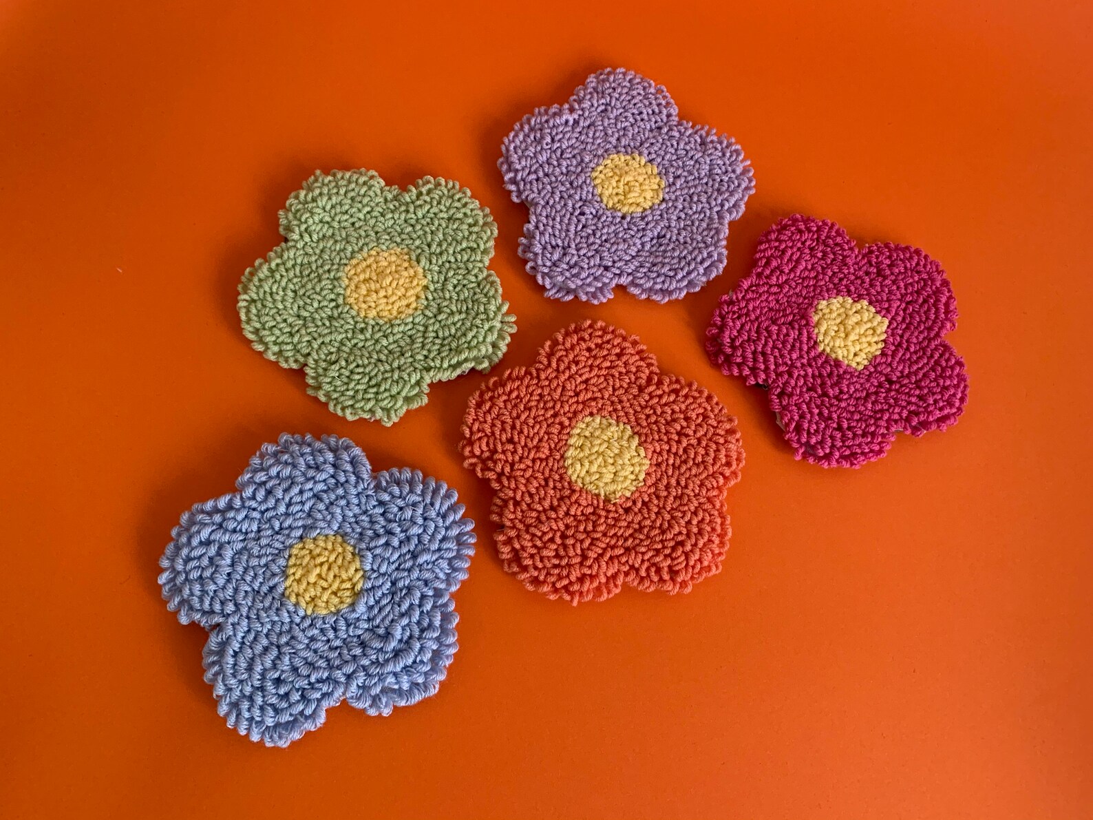 Punch Needle Mug Rug Daisy Coaster Handmade Housewarming - Etsy