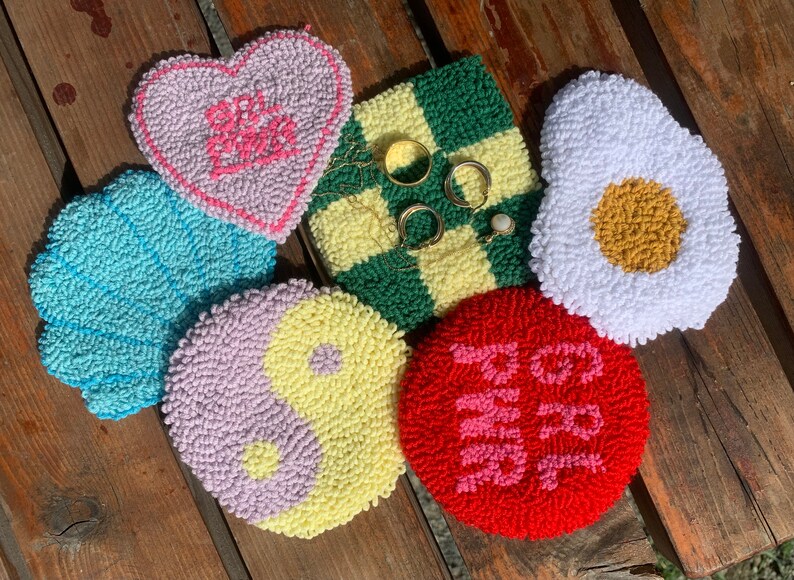 Punch Needle Mug Rug Handmade Coaster Housewarming Gift - Etsy