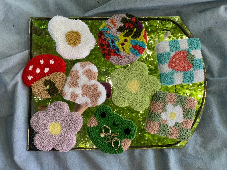 Punch Needle Mug Rug Handmade Coaster Housewarming Gift - Etsy