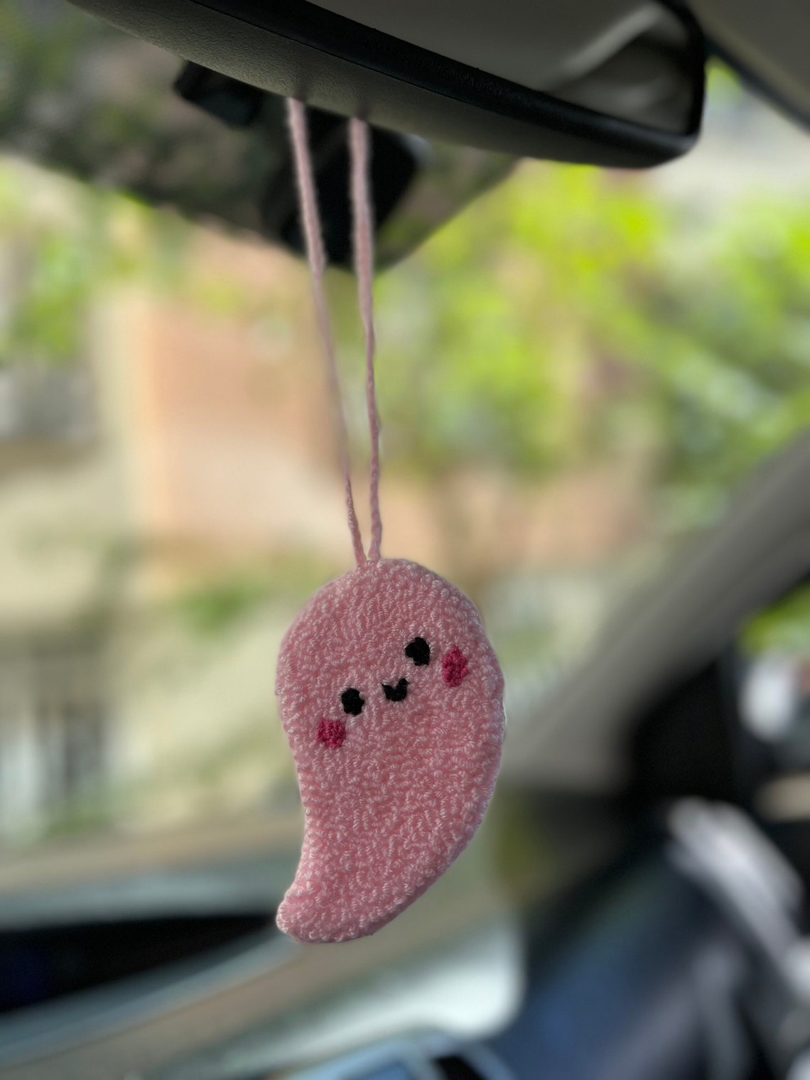 Spooky Pink Halloween Car Mirror Hanging Ghost Car Mirror - Etsy