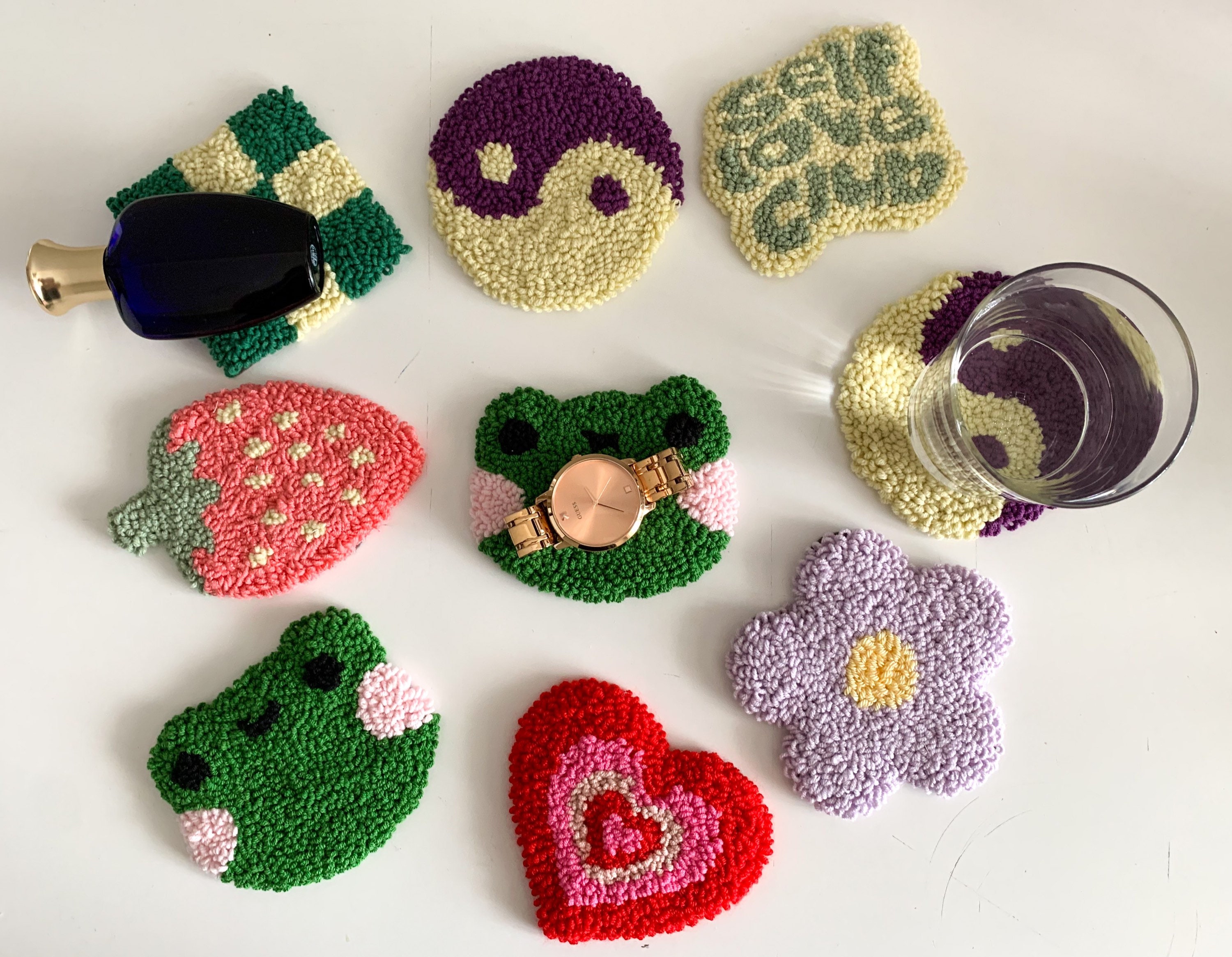 Handmade Tufted Coasters Gift for Teenagers Moon Cat | Etsy