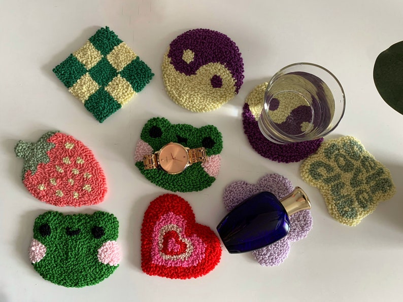 Handmade Tufted Coasters Gift for Teenagers Moon Cat - Etsy