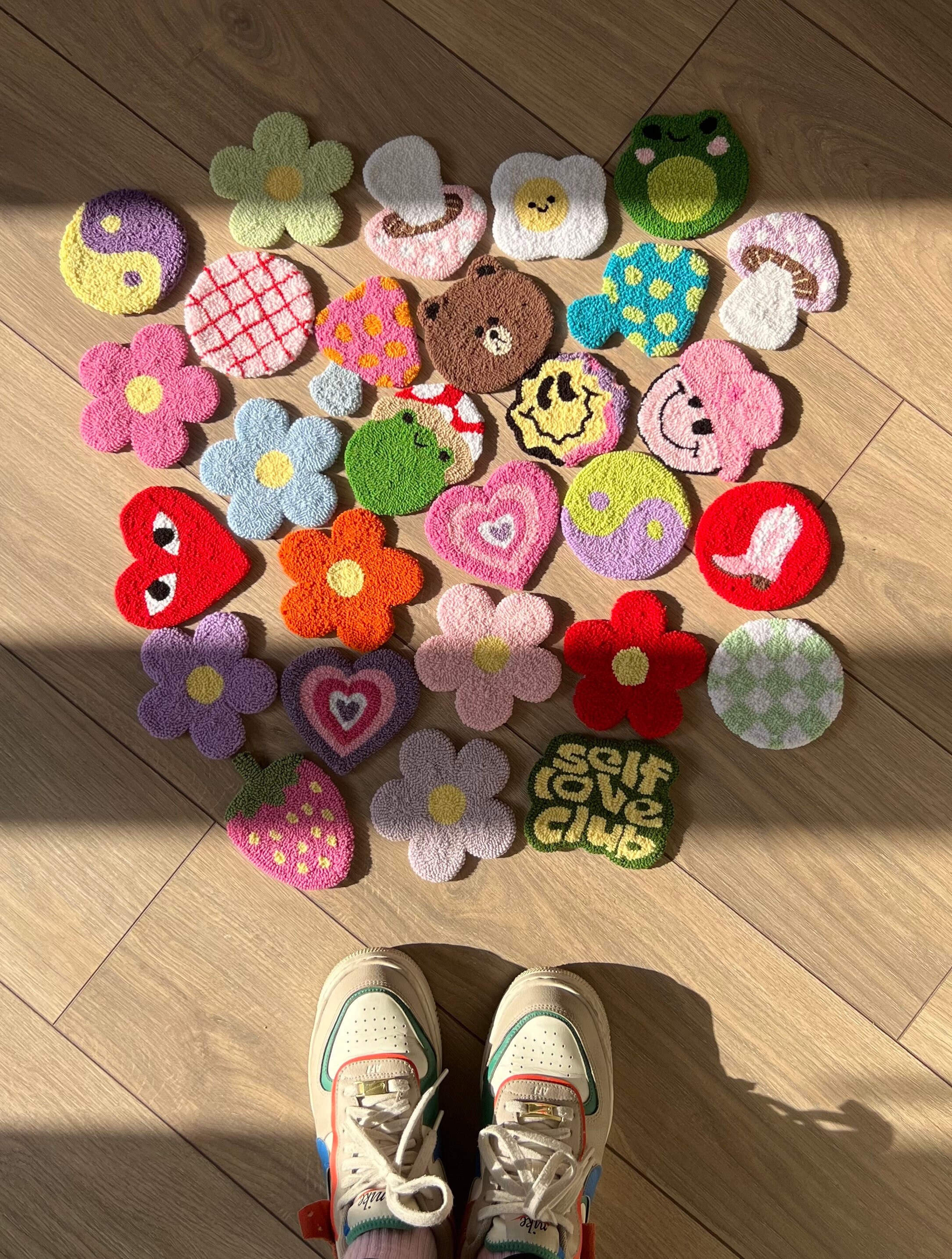 Y2k Aesthetic Coasters Punch Needle Mug Rugs Valentines Day - Etsy