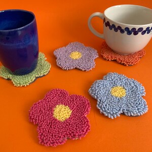 Punch Needle Mug Rug Daisy Coaster Handmade Housewarming - Etsy