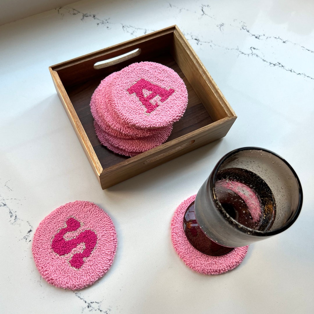 Custom Letter Punch Needle Coasters, Personalized Christmas Gift for ...
