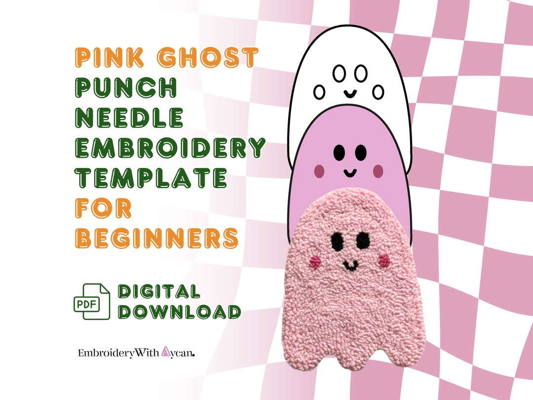Pink Ghost Punch Needle Pattern, Halloween Mug Rug (PDF Pattern) - Etsy