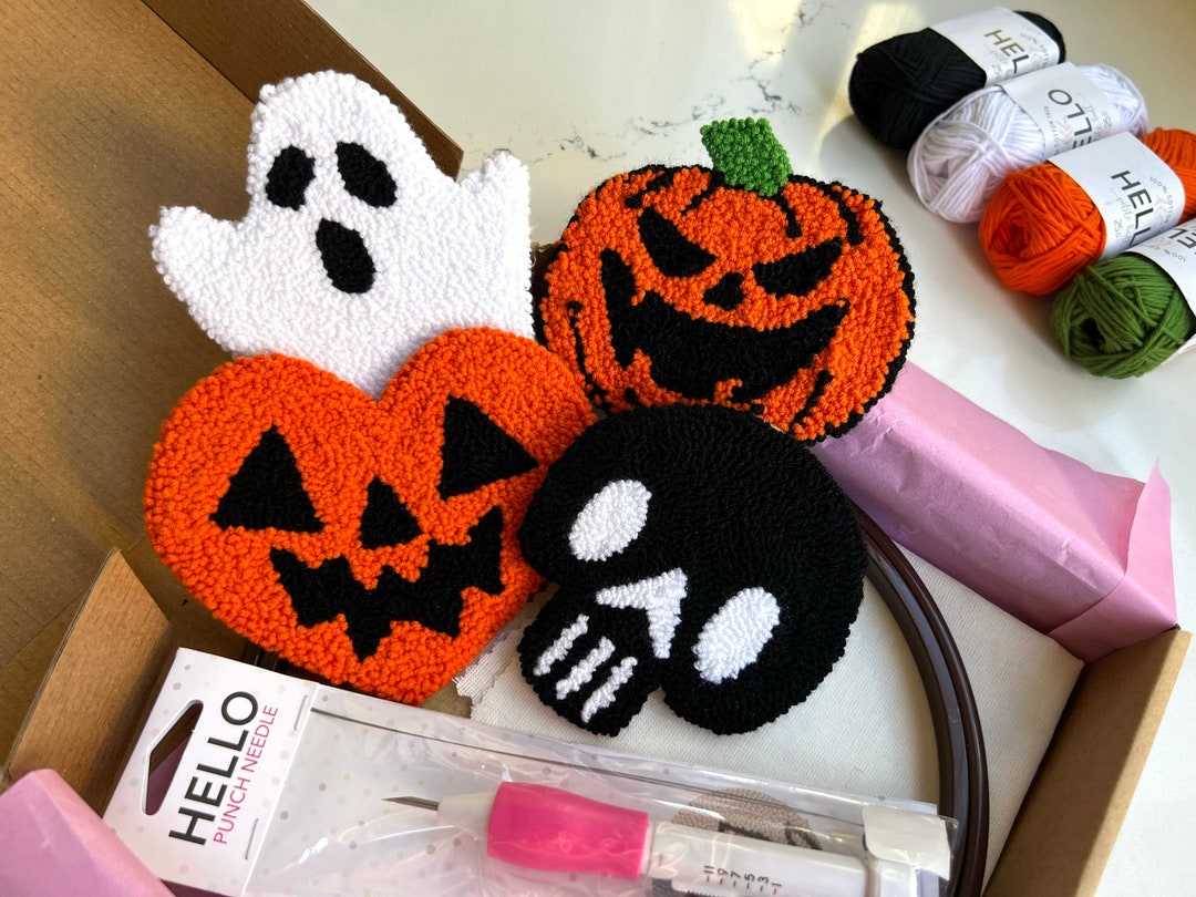 Punch Needle Kit for Halloween, Spooky Halloween Mug Rug, Beginner ...