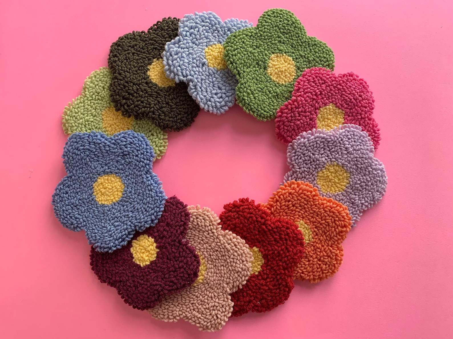 Punch Needle Mug Rug Daisy Coaster Handmade Housewarming - Etsy