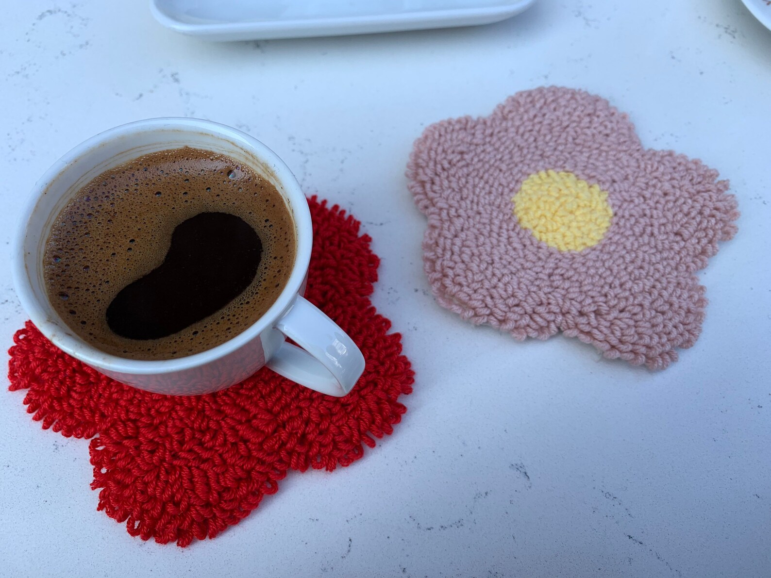 Punch Needle Mug Rug Daisy Coaster Handmade Housewarming - Etsy