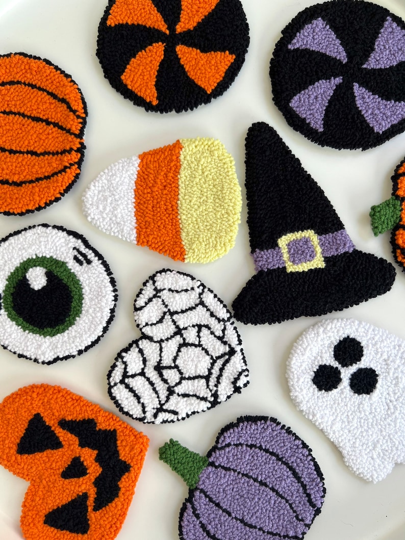 Halloween Mug Rugs Candy Corn Coaster Handmade Spooky - Etsy