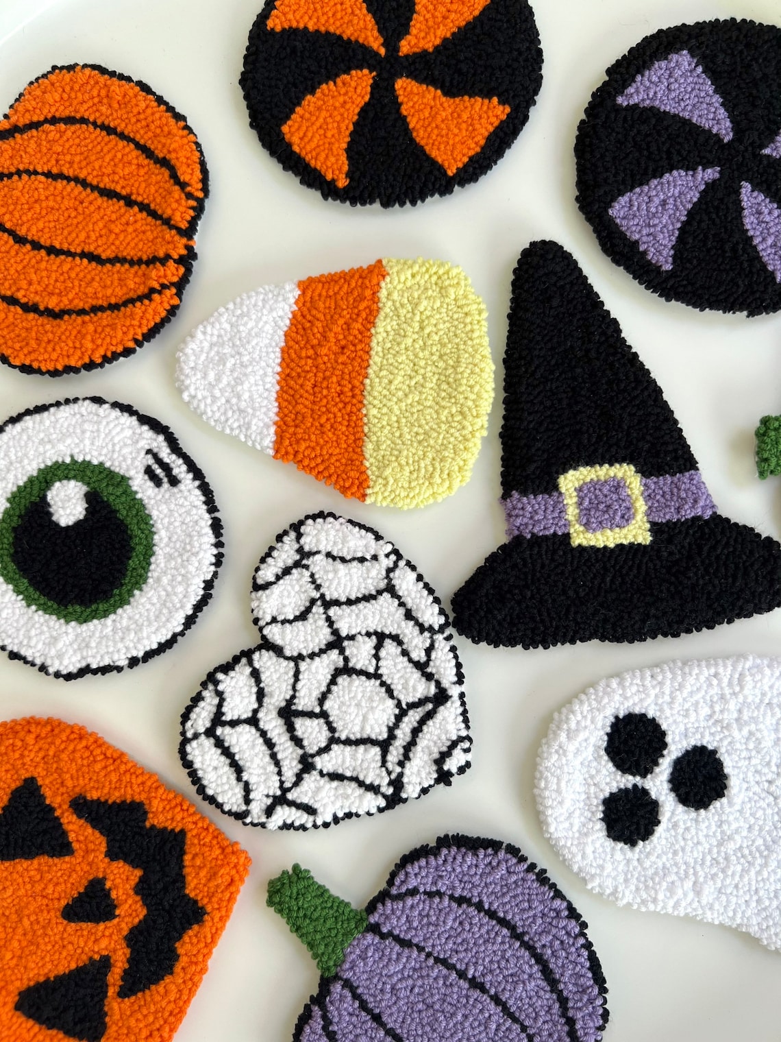 Halloween Mug Rugs Candy Corn Coaster Handmade Spooky - Etsy