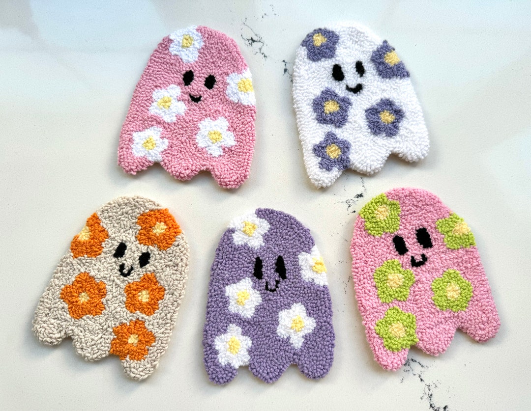 Handmade Ghost Punch Needle Coaster, Spooky Halloween Decor - Etsy