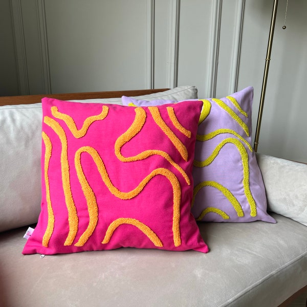 Pink Orange Blue Throw Pillow - Etsy