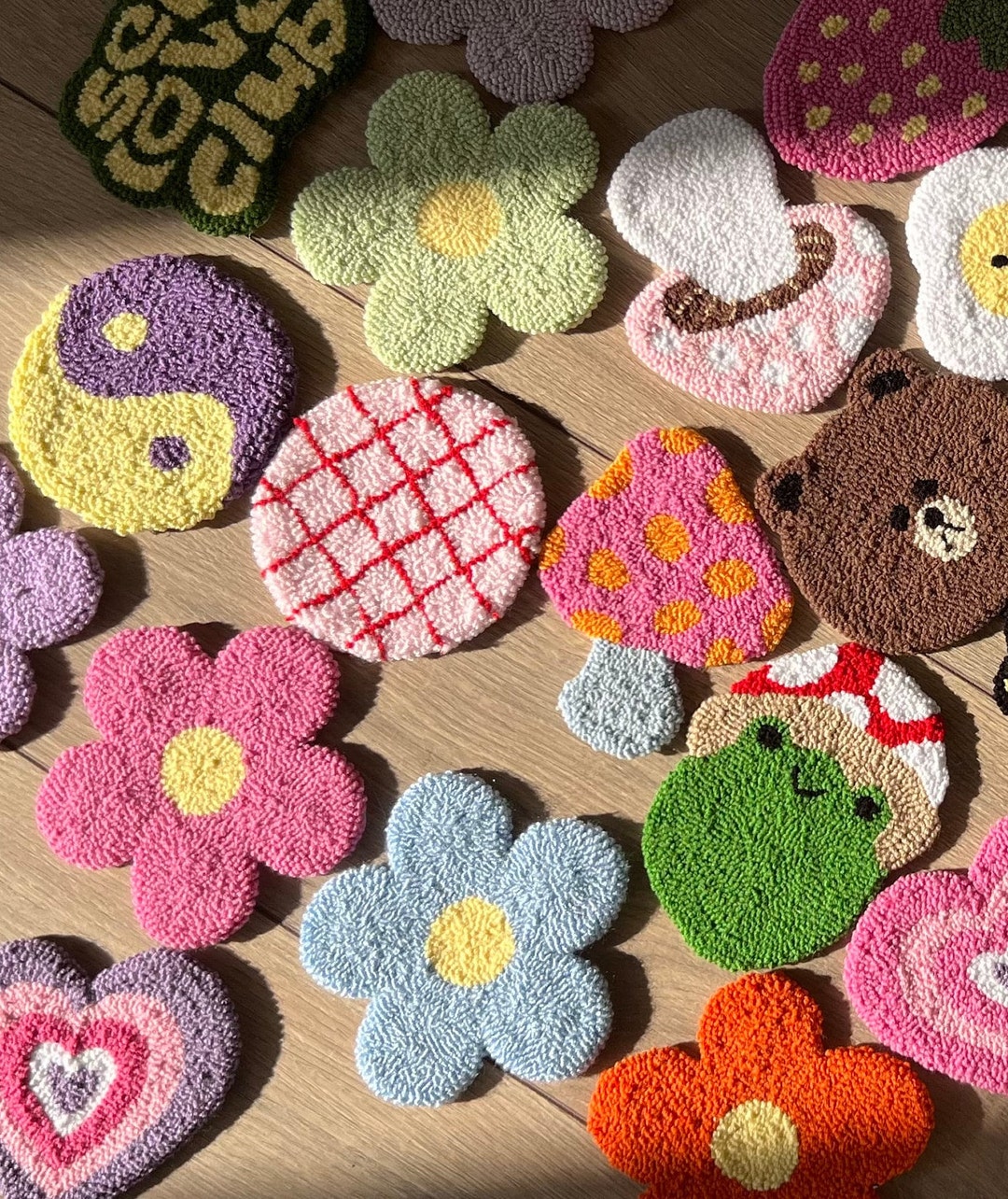 Punch Needle Coasters, Handmade Christmas Gift, Valentines Day Gift ...