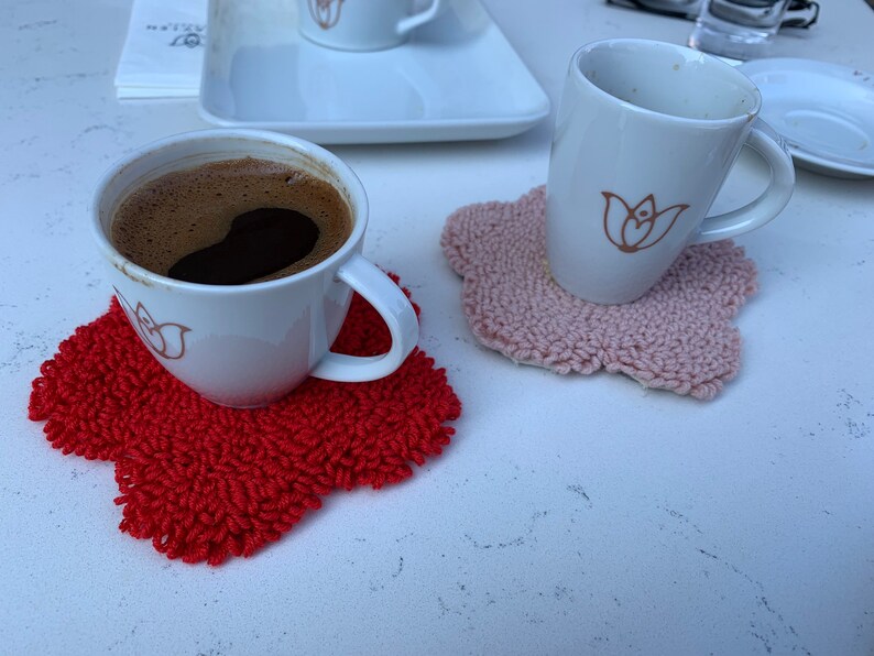 Punch Needle Mug Rug Daisy Coaster Handmade Housewarming - Etsy