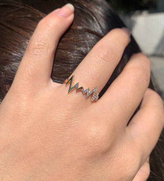 14k Gold Heart Rhythm Ring Fine Heart Rhythm Ring - Etsy