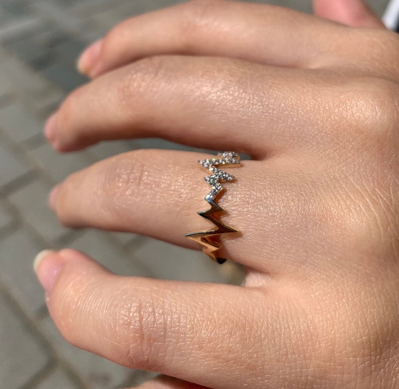 14k Gold Heart Rhythm Ring Fine Heart Rhythm Ring - Etsy