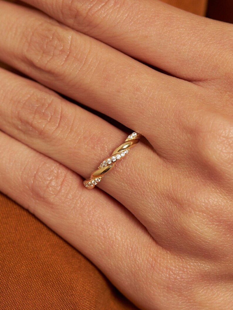14k Solid Gold Twisted Ring - Double Twist Ring - Twist Vine Ring - Two ...