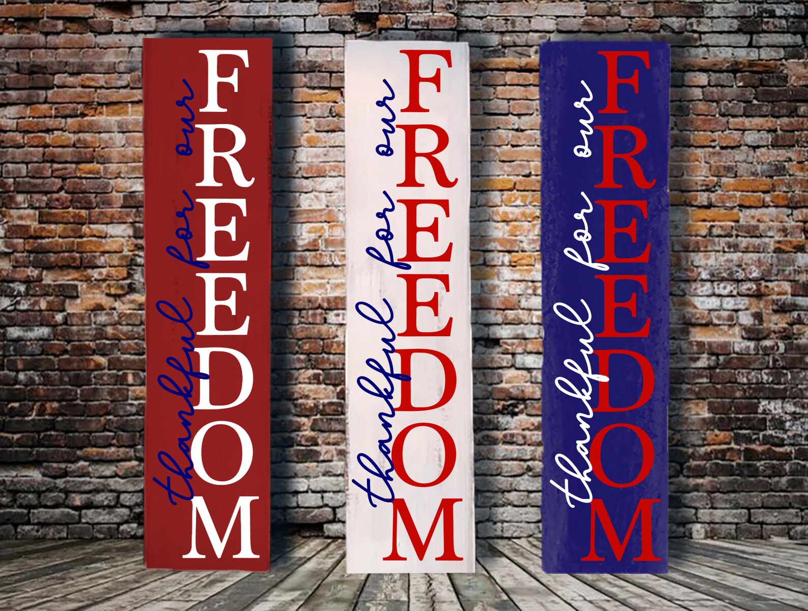 Thankful for our Freedom Hand Painted Vertical Wooden Signs | Etsy