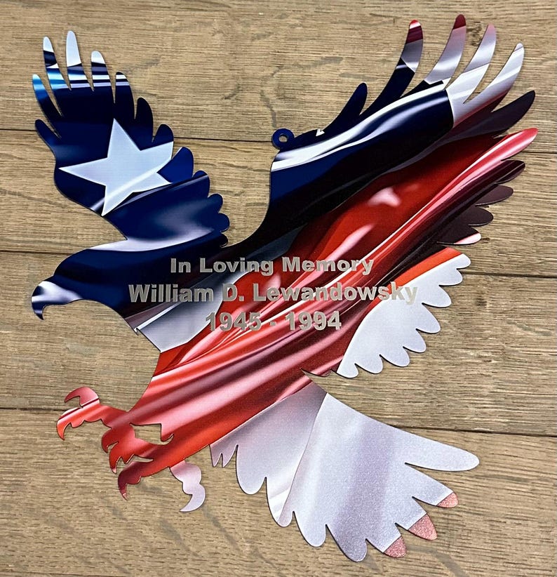 Custom Bald Eagle Memorial Metal Sign: Patriotic American Flag Tribute ...