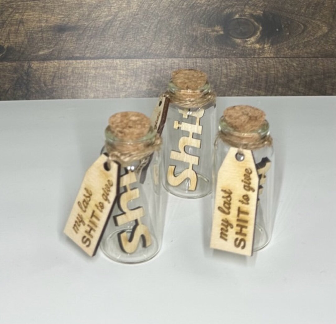 Laser-cut 'shit' Word in Clear Glass Bottle - Whimsical Decor - Etsy