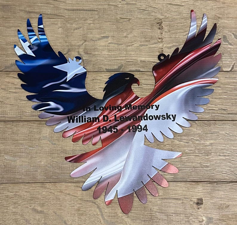 Custom Bald Eagle Memorial Metal Sign: Patriotic American Flag Tribute ...