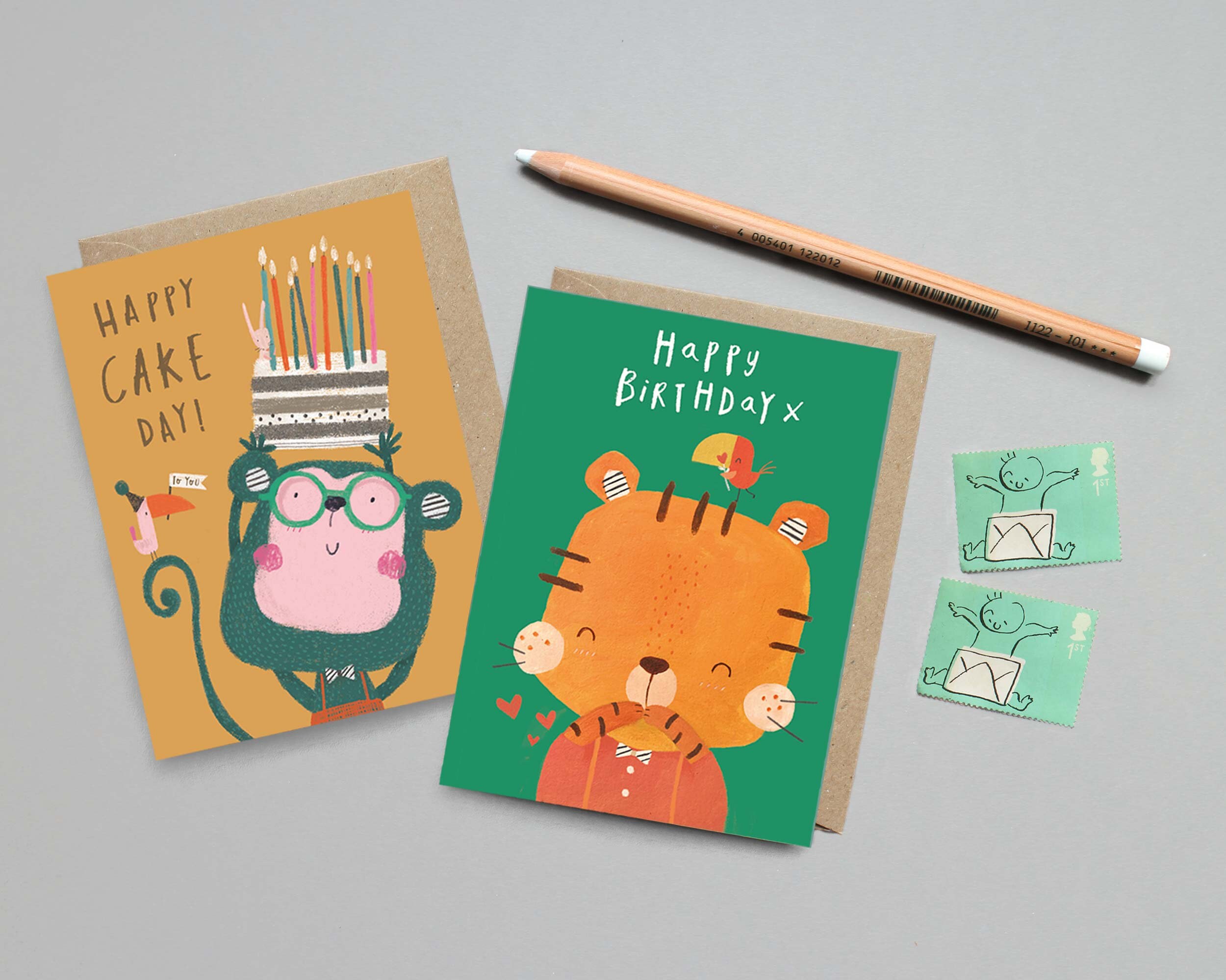 12 Children Birthday Cards Set, Multi Pack of Cute Animal Cards ...