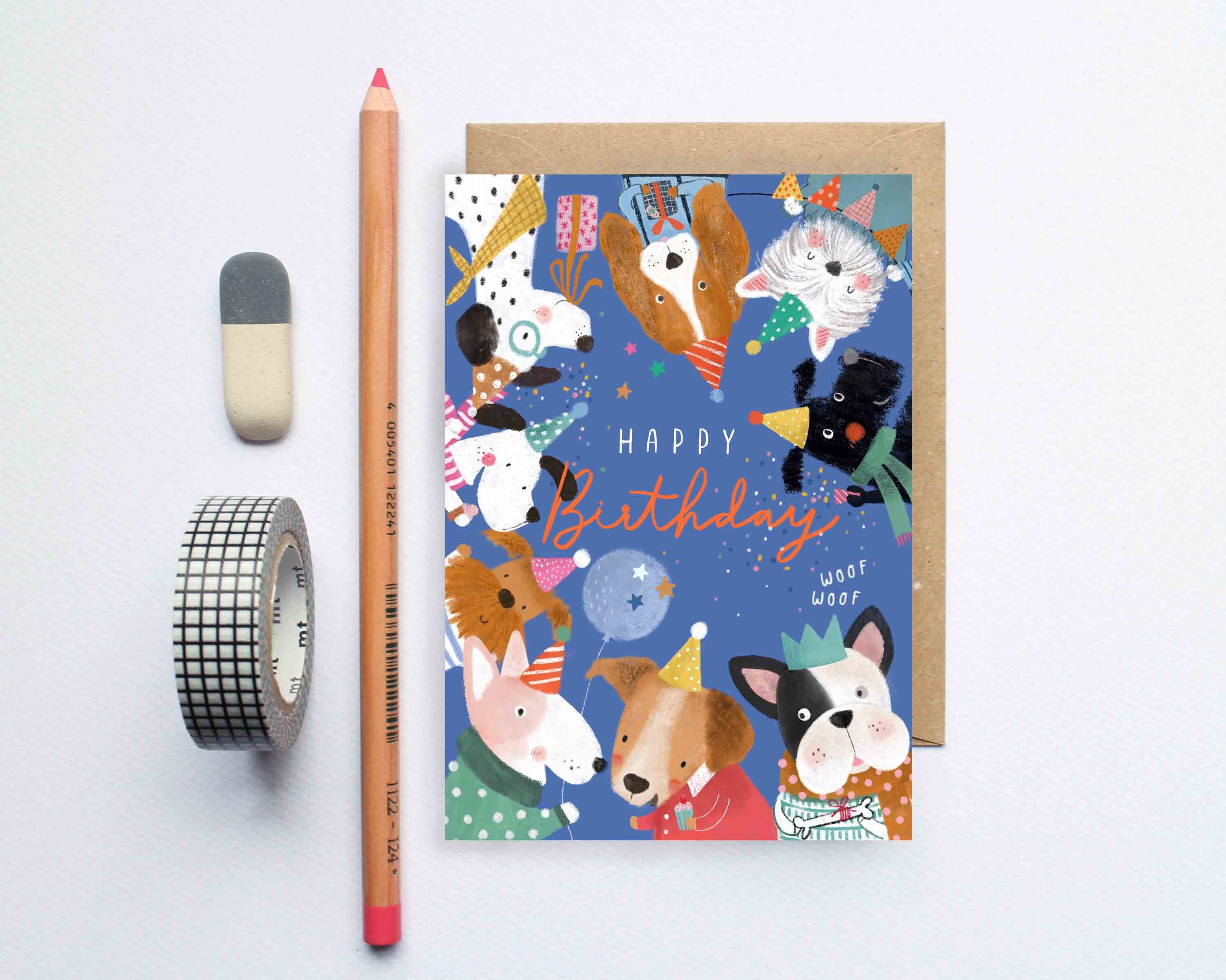 Dogs Birthday Card - Kids Birthday Card - Children's Birthday Card ...