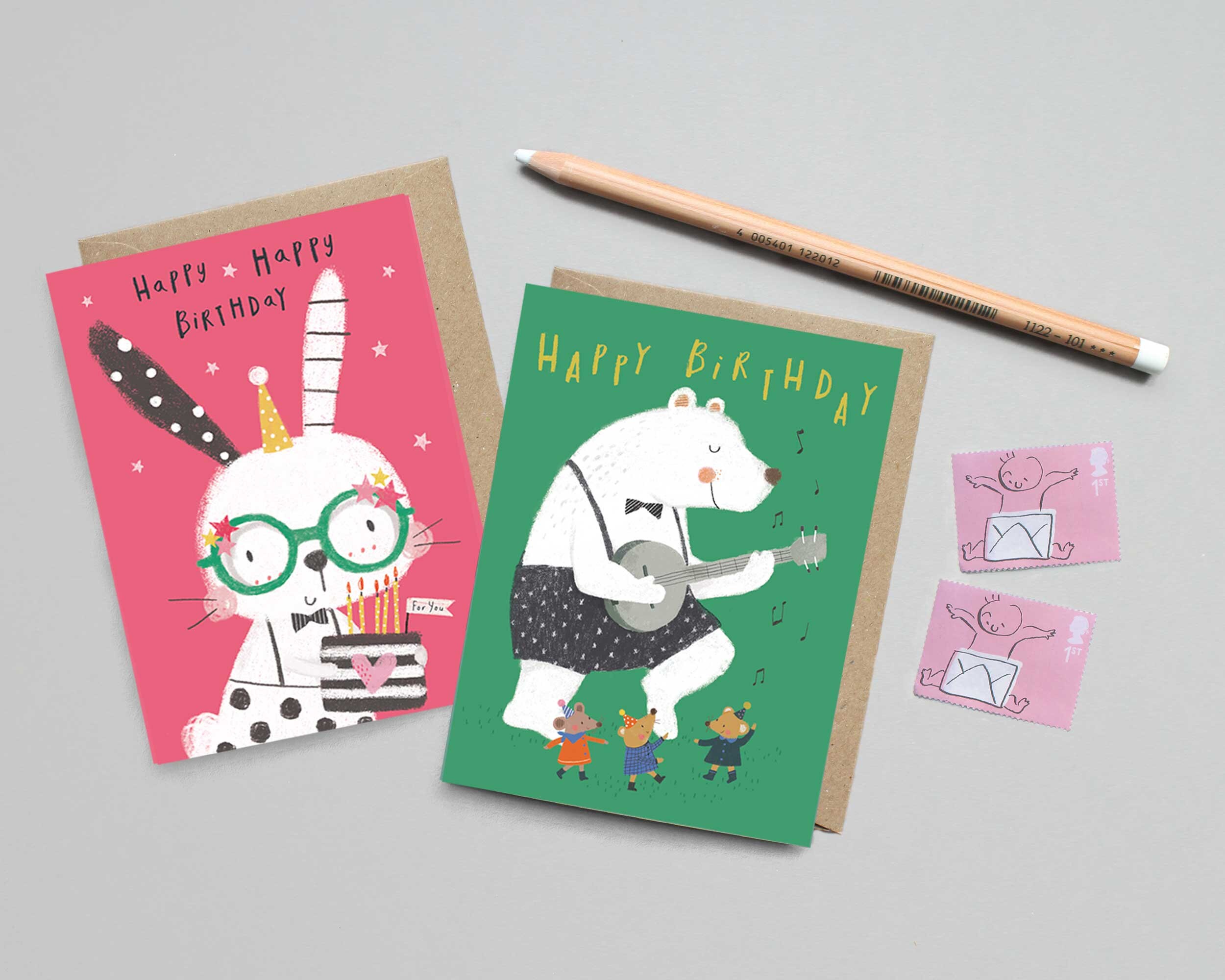 12 Children Birthday Cards Set, Multi Pack of Cute Animal Cards ...