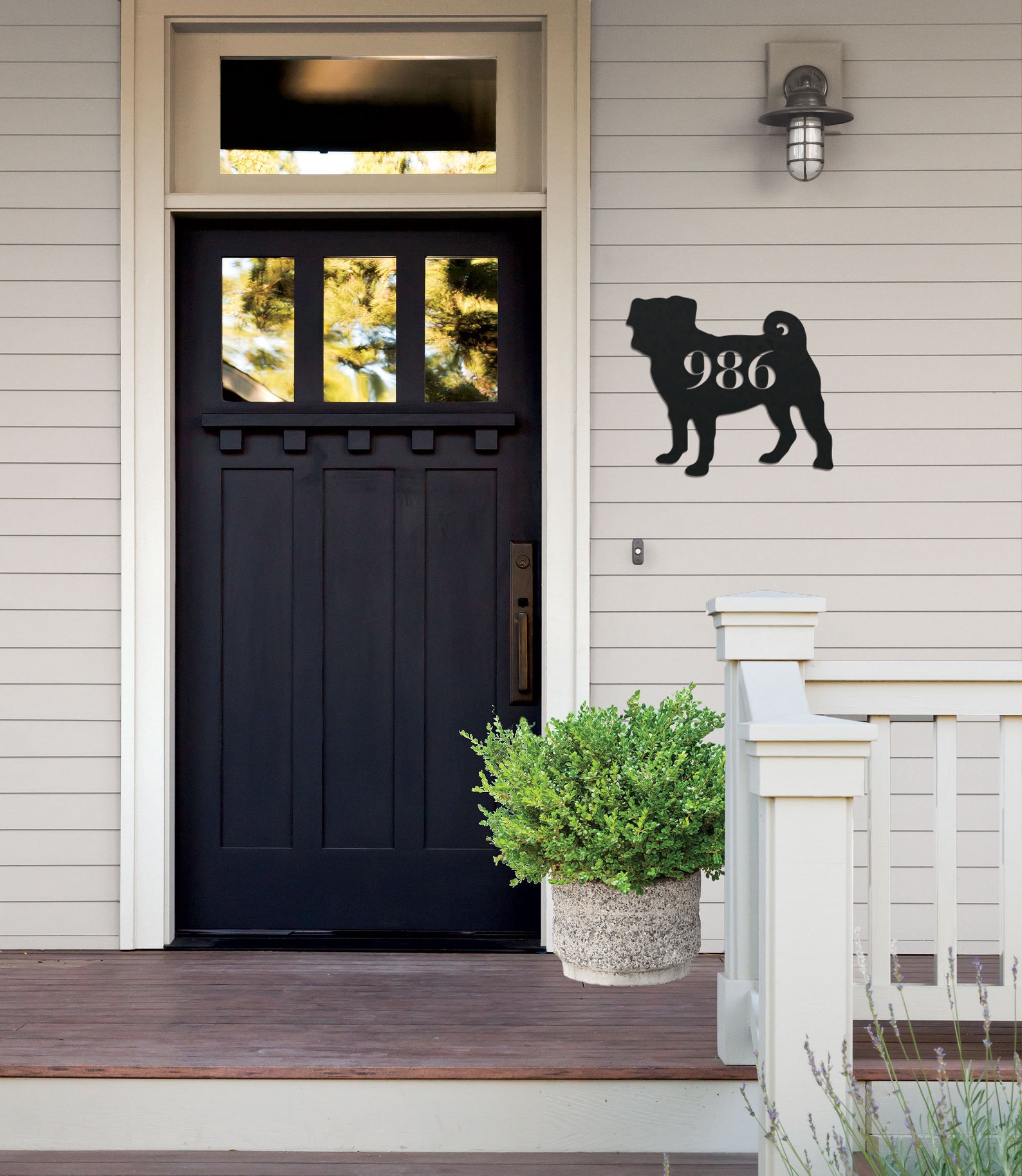 Metal Address Sign for Wall Pug Dog House Numbers Decor Dog - Etsy