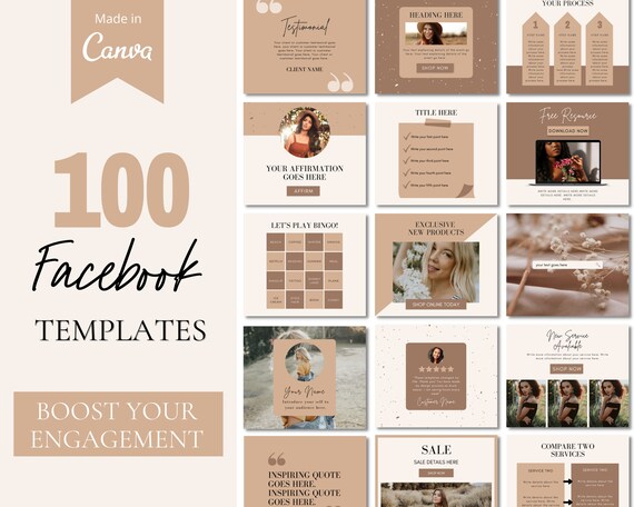 100 Facebook Templates Facebook Template Bundle Facebook - Etsy