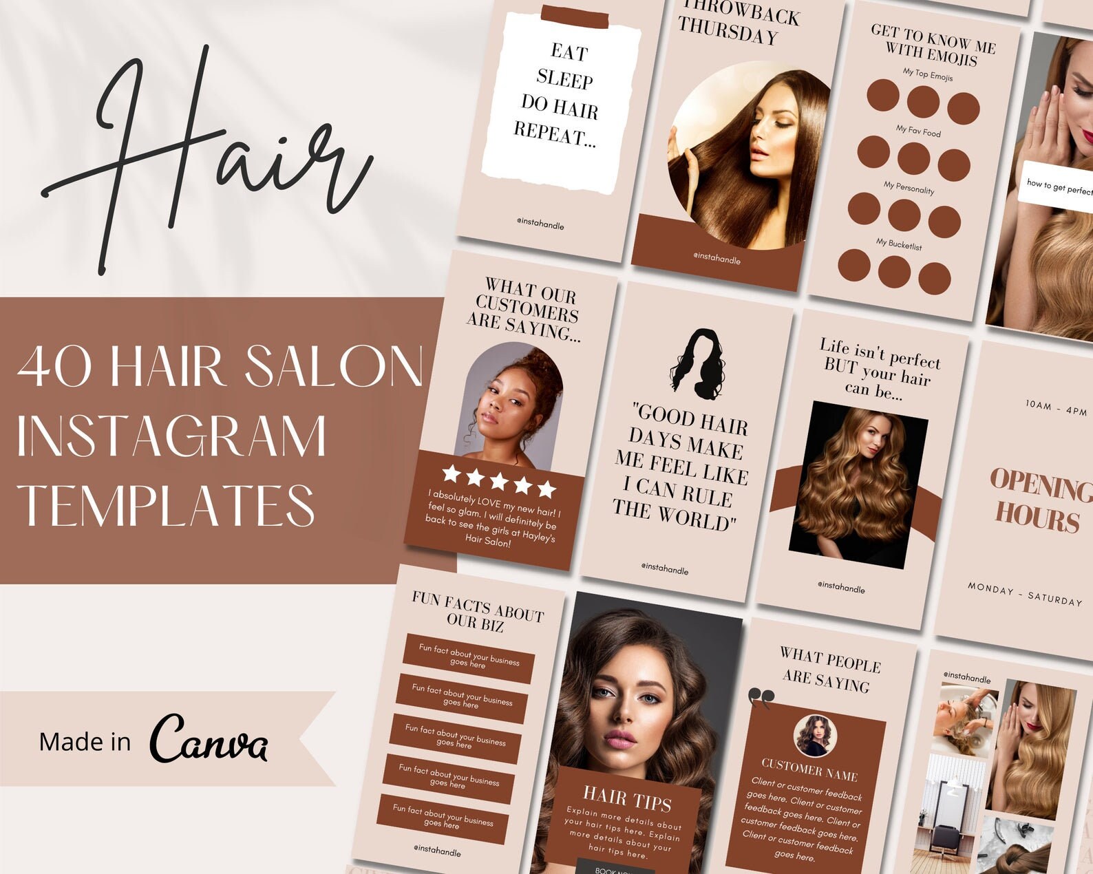 Hair Salon Templates Canva Hair Instagram Story Templates - Etsy