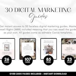 Faceless Digital Marketing Guides Bundle, MRR PLR for Passive Income, Canva Editable, Faceless ...