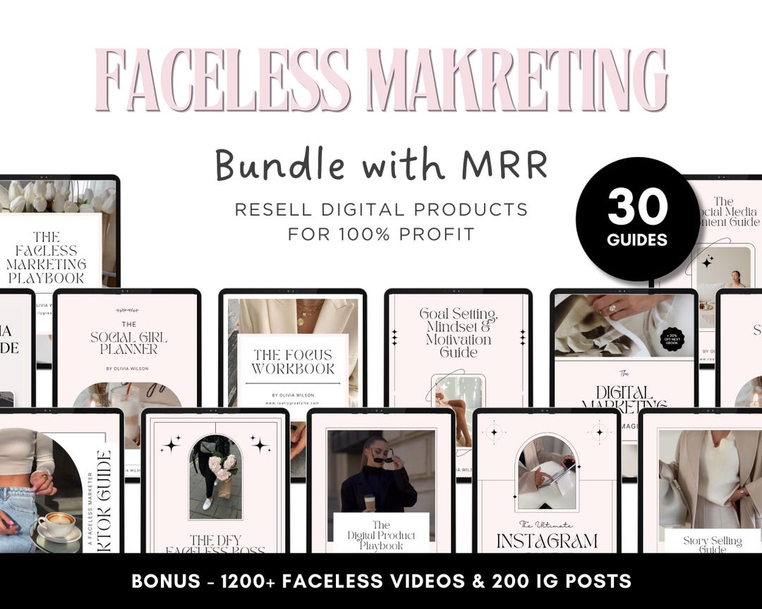30 Faceless Digital Marketing MRR Products, Digital Marketing, Woman ...