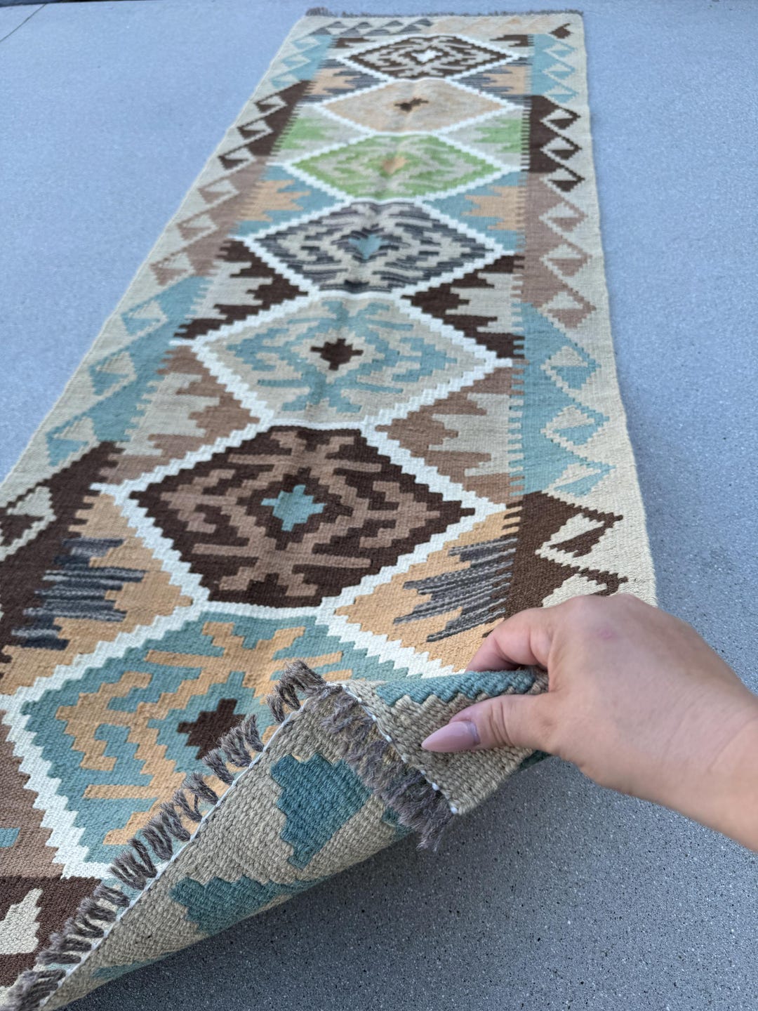 3x7 Handmade Afghan Kilim Runner Rug | Chocolate Mocha Rust Brown ...