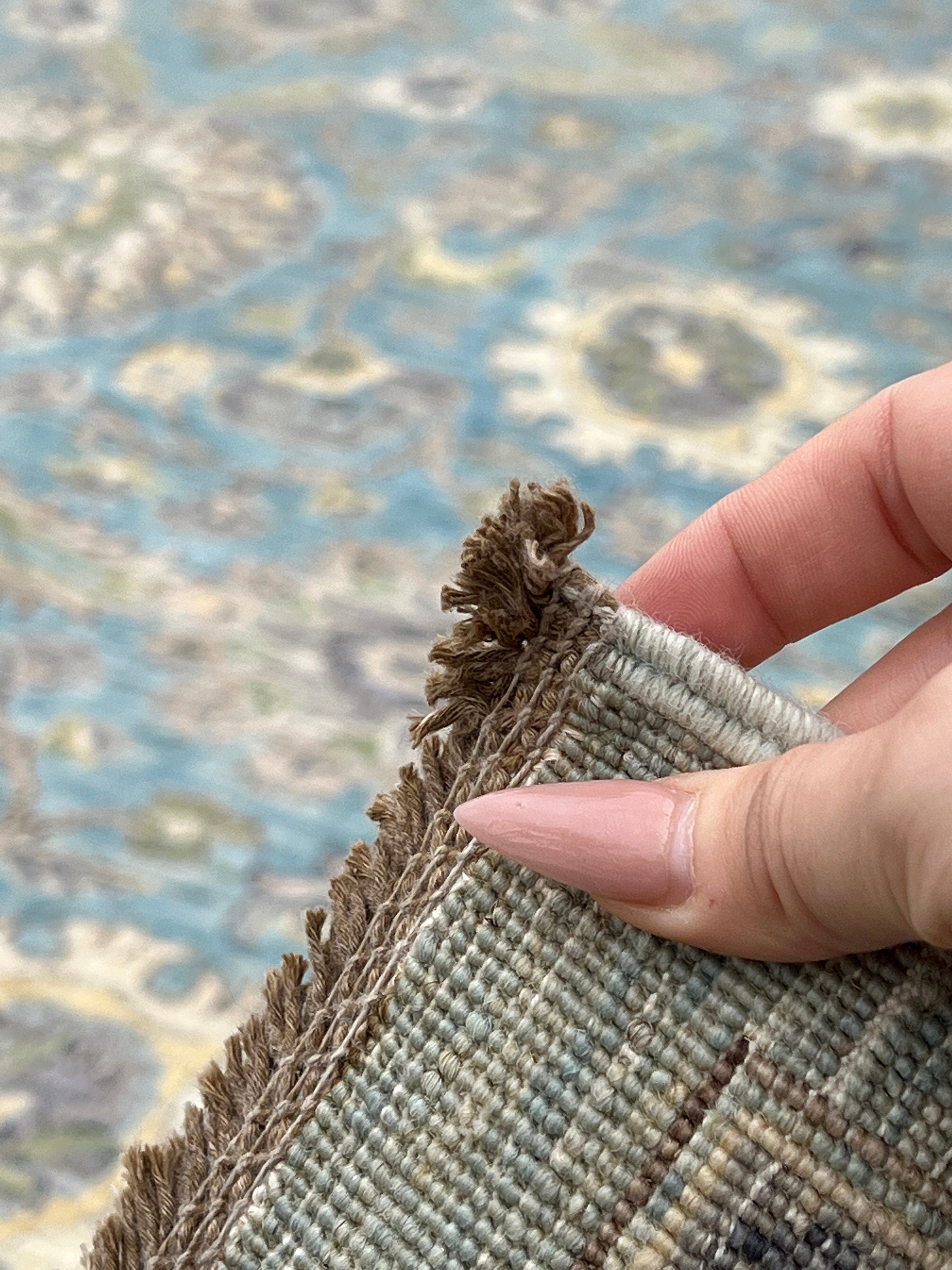 8x12 (245x365) Handmade Afghan Rug | Muted Neutral Denim Blue Beige ...