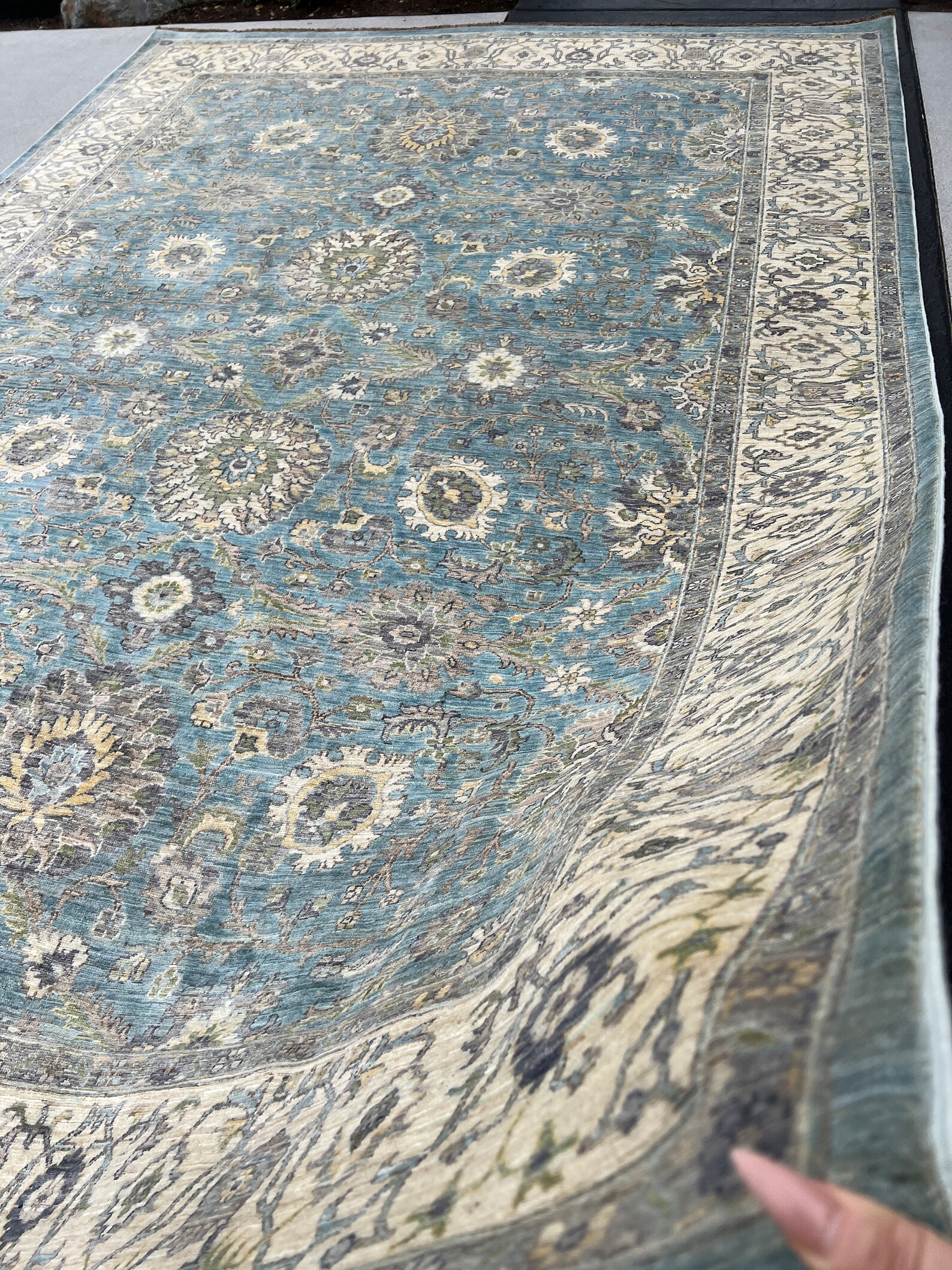 8x12 (245x365) Handmade Afghan Rug | Muted Neutral Denim Blue Beige ...