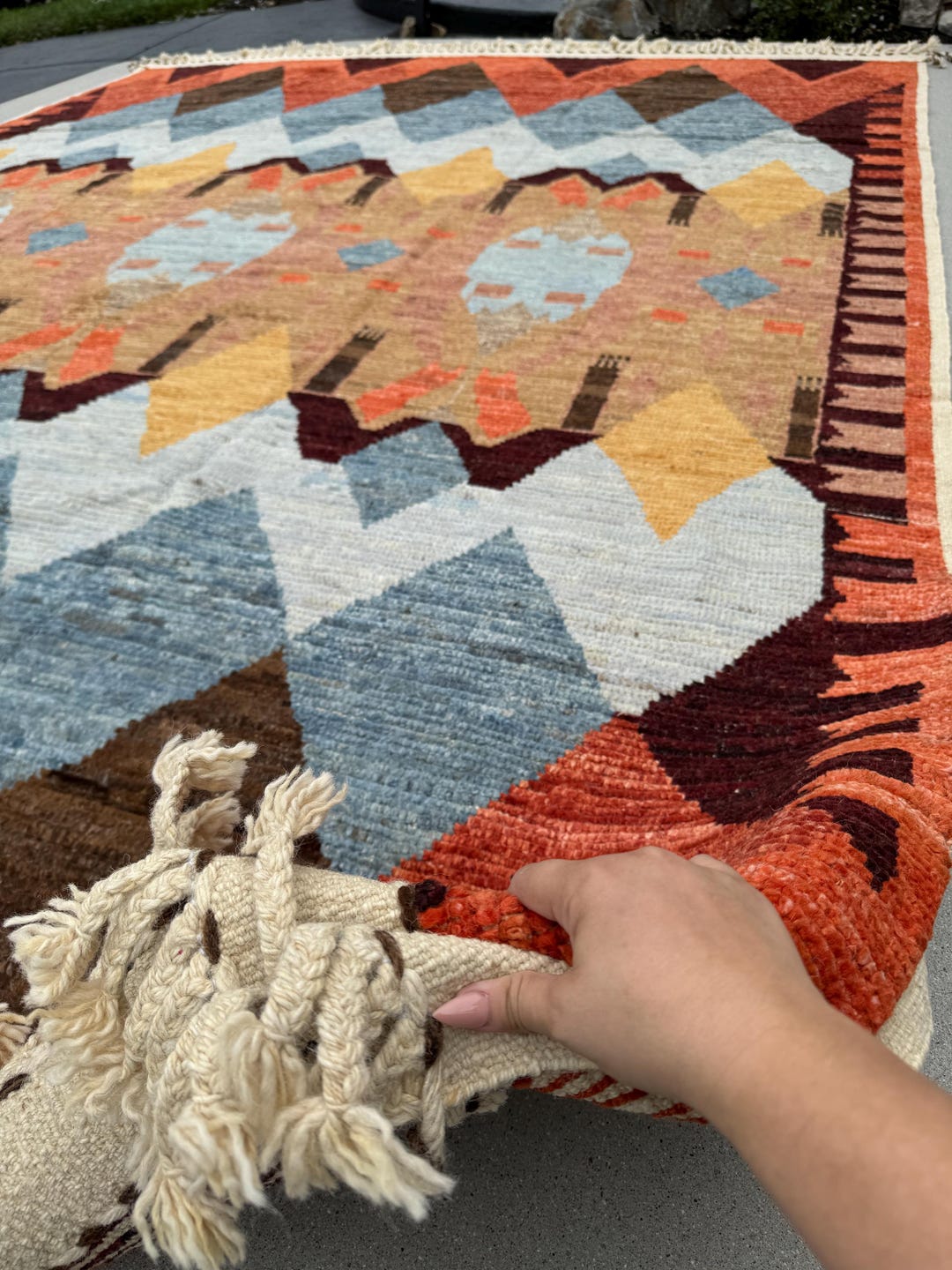9-10x13 Handmade Afghan Moroccan Rug Burnt Orange Blood Red Sand Tan ...