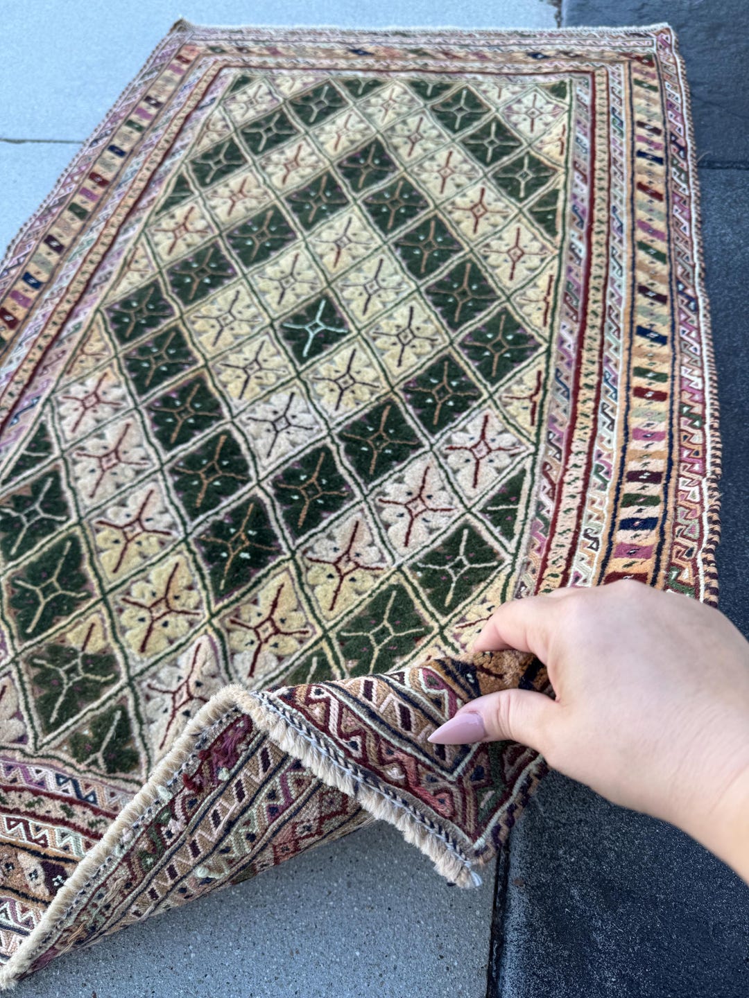 3x4 (91x121) Handmade Afghan Vintage Barjasta Rug | Cream Sand Beige ...