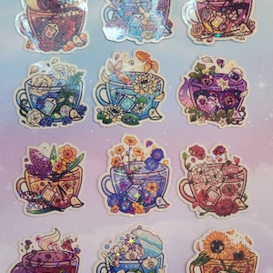Zodiac Holographic Stickers | Astrology | Tea Cups | Vinyl - Etsy