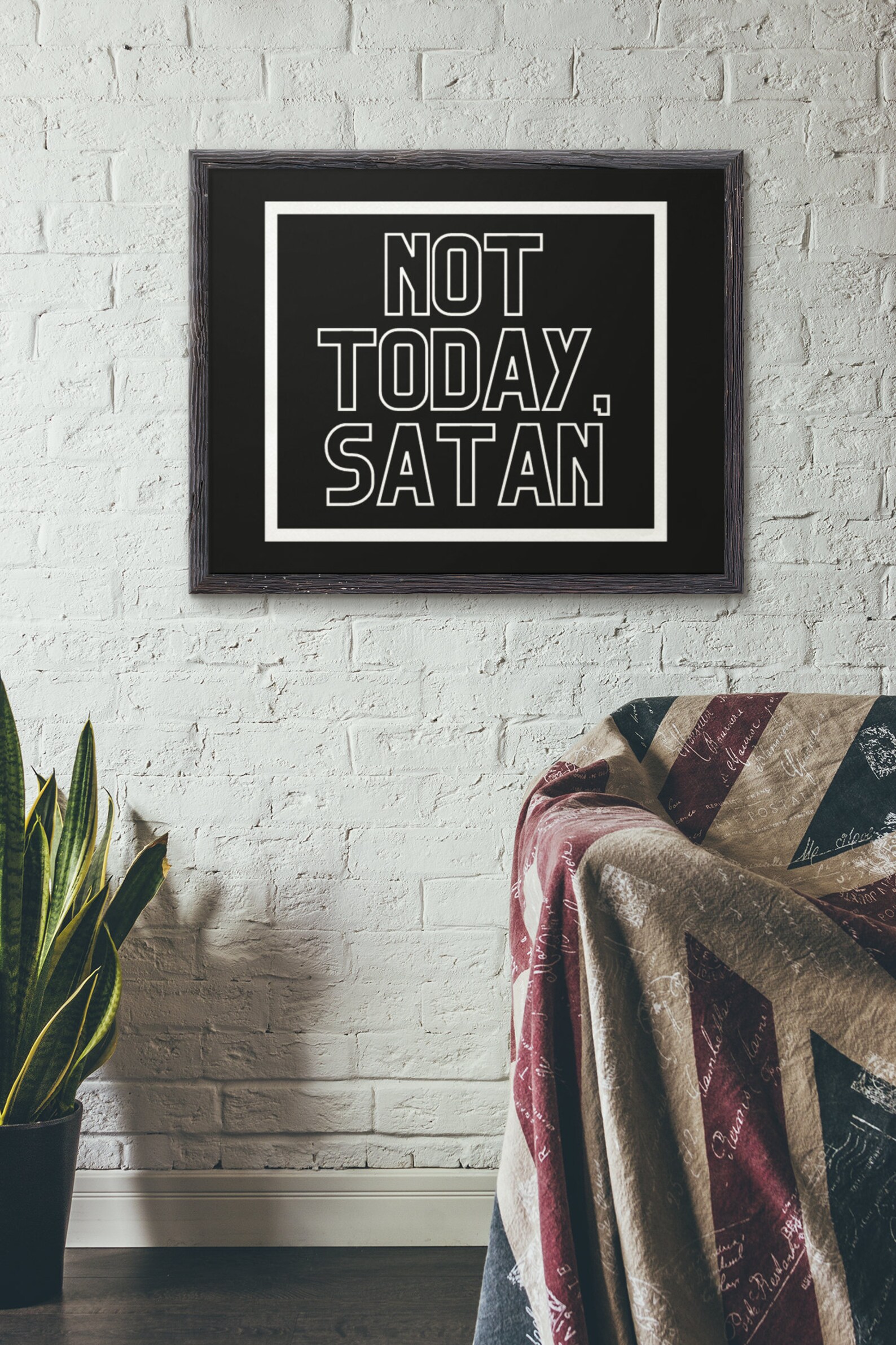 Not Today Satan Canvas Meme Christian Wall Art Scripture Bible Verse ...