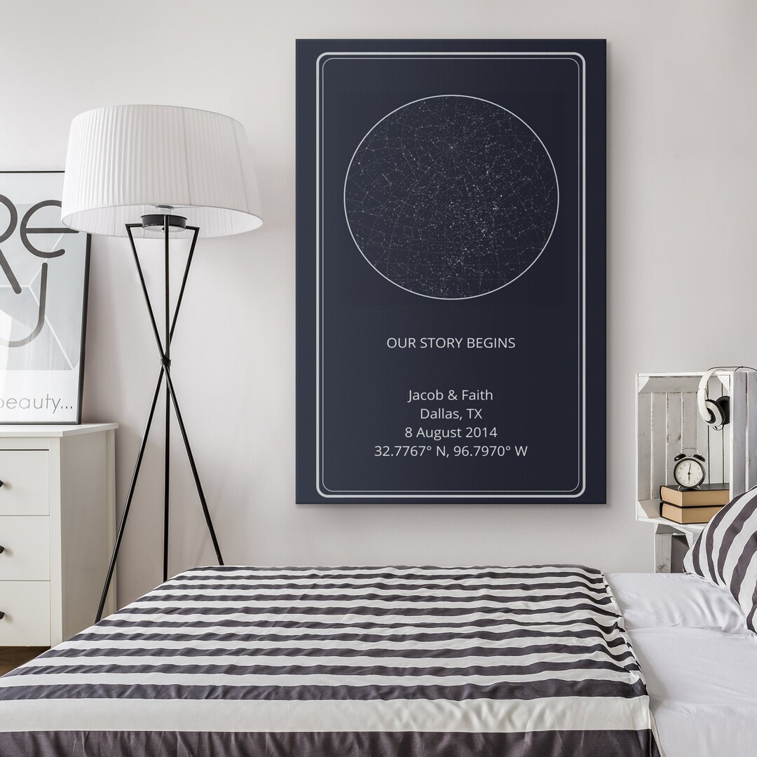 Custom Celestial Map Canvas, Star Map Personalized Personal Stars ...