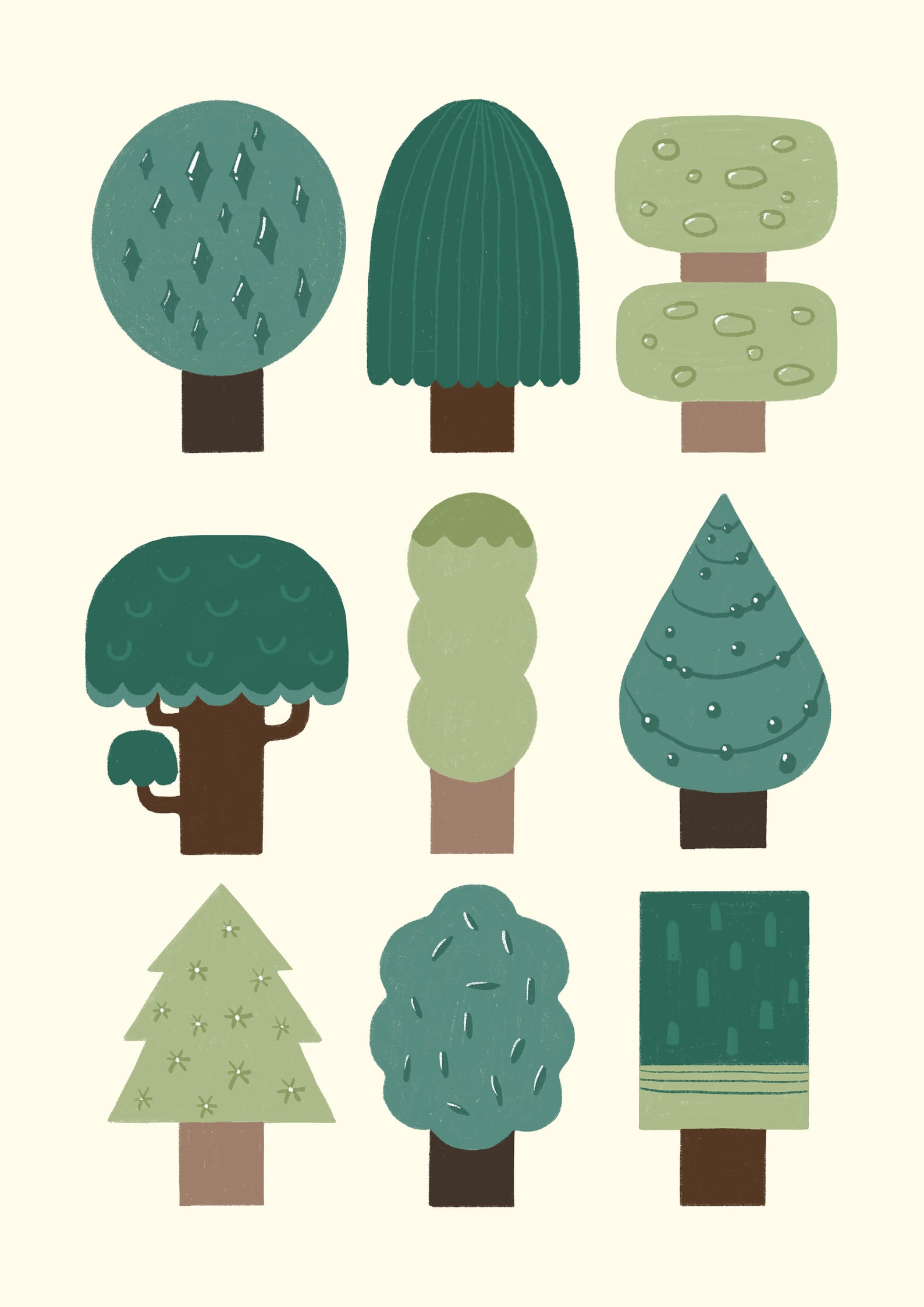 Trees Nursery Poster/printable Tree Illustration Wall Art/nursery Wall ...