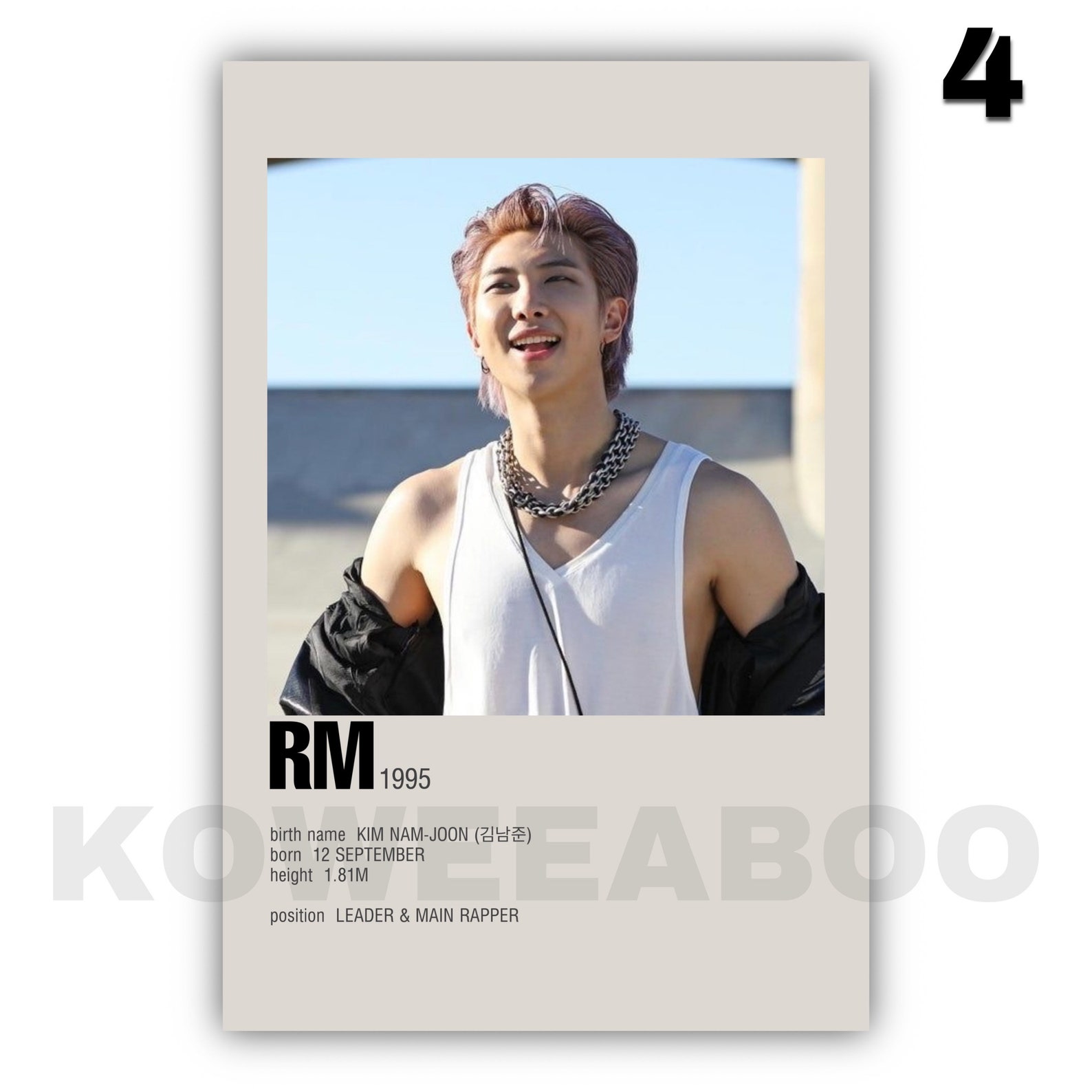 BTSs RM Minimalist Kpop Posters 6x4 Polaroid Style | Etsy