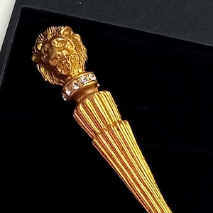 Vintage Gold Tone Art Deco LION Head Sceptre Brooch Lapel Pin - Etsy