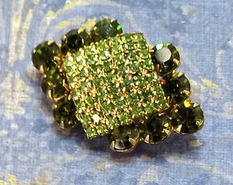 Vintage Gold Tone Prong Set Clear Rhinestones Horn Trumpet Christmas ...