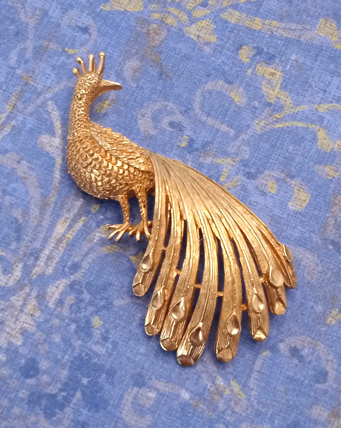 Vintage Gold Tone Peacock Tail Down Male Plumage - Etsy