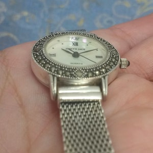 Vintage Judith Jack Sterling Silver Marcasite Watch: Mother of Pearl ...