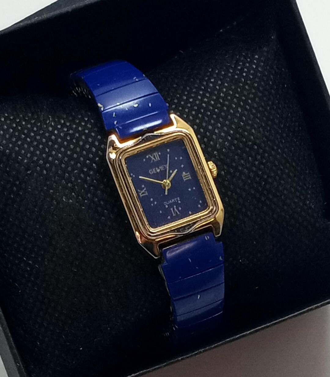 Vintage GEMEX Quartz Lapis Lazuli Gold Tone Expansion Band Women's ...
