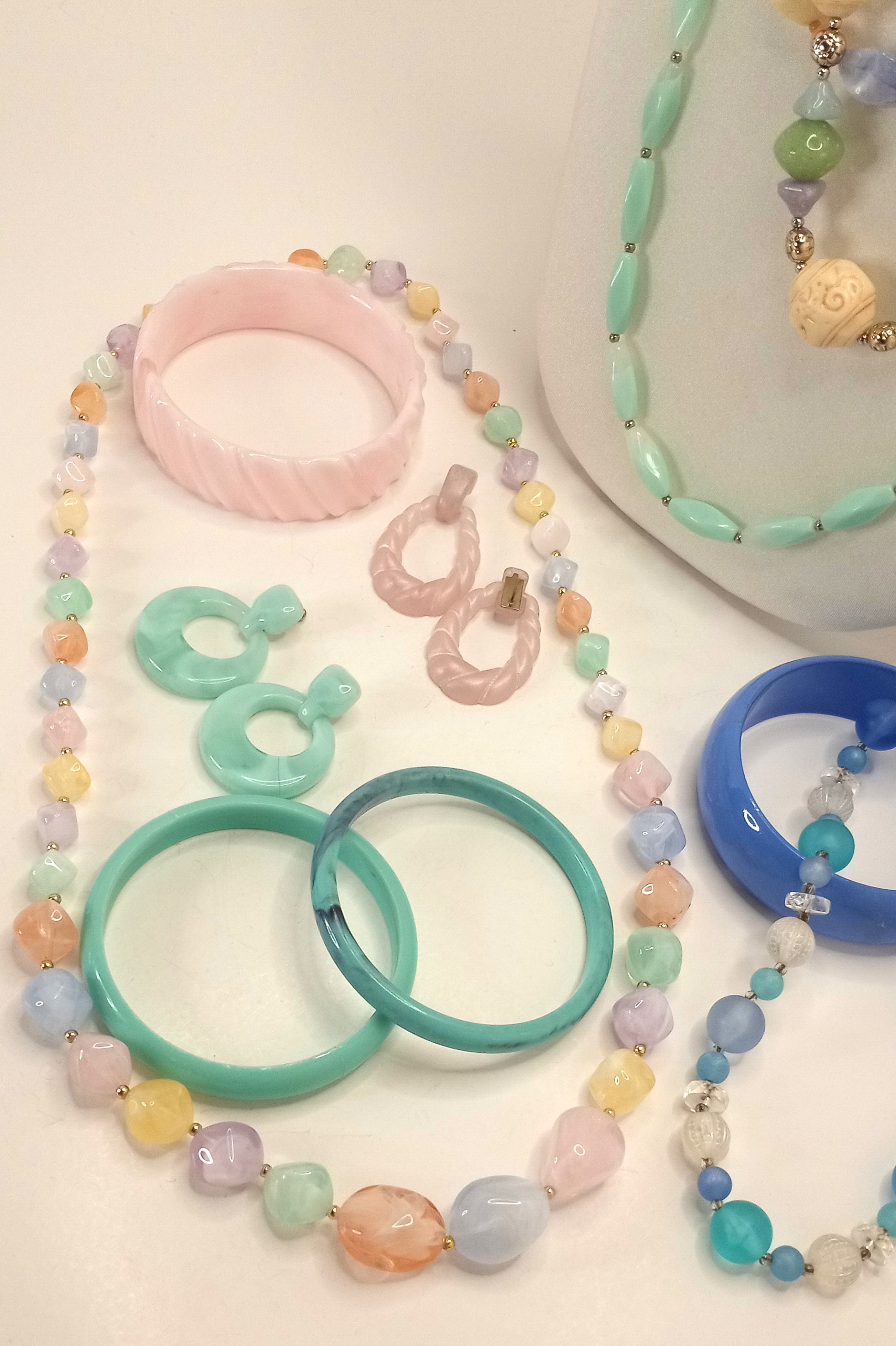 Vintage 80's Pastel Multi Coloured Jewelry Collection Lot 6 Necklaces 4 ...